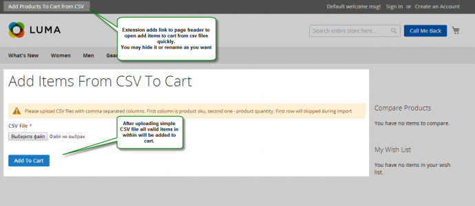 Add Products To Cart From Csv File For Magento 2 Ecommerce Extensions